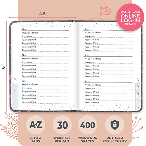 Boxclever Press Password Book with Alphabetical Tabs. Never Forget a Password Again! Easy to Use Password Keeper for All Your Internet Details. Untitled Password Notebook - 6 x 4.5''