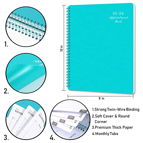 Weekly Appointment Book & Planner 2023-2024 - Daily Hourly Planner 2023-2024, 8" x 10", July 2023 - June 2024, 30-Minute Interval, Lay - Flat, Round Corner, Twin-Wire Binding, Thick Paper - Teal Green