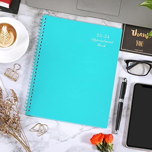 Weekly Appointment Book & Planner 2023-2024 - Daily Hourly Planner 2023-2024, 8" x 10", July 2023 - June 2024, 30-Minute Interval, Lay - Flat, Round Corner, Twin-Wire Binding, Thick Paper - Teal Green