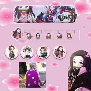 Anime Gift Set Include Pencil,Rollerball Pen,Pencil Case, Ruler,Card Holder with Lanyard,Notebook,Tattoo Sticker,Phone Ring Holder,Button Pins