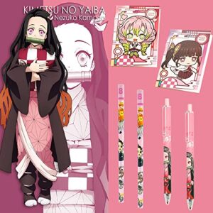 Anime Gift Set Include Pencil,Rollerball Pen,Pencil Case, Ruler,Card Holder with Lanyard,Notebook,Tattoo Sticker,Phone Ring Holder,Button Pins