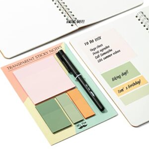 Mr. Pen- Pastel Transparent Sticky Notes, 200 pcs, Bible Sticky Notes, Translucent Sticky Notes, Planner Tabs, Sticky Notes Tabs, Sticky Notes for Books, Book Sticky Notes, Sticky Notes Transparent