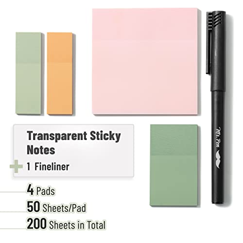 Mr. Pen- Pastel Transparent Sticky Notes, 200 pcs, Bible Sticky Notes, Translucent Sticky Notes, Planner Tabs, Sticky Notes Tabs, Sticky Notes for Books, Book Sticky Notes, Sticky Notes Transparent