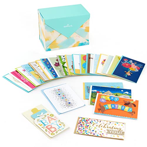 Hallmark Pack of 24 Handmade Assorted Boxed Greeting Cards, Watercolor—Birthday /Baby Showe/ Wedding/Sympathy/Thinking of You/ Thank You Cards