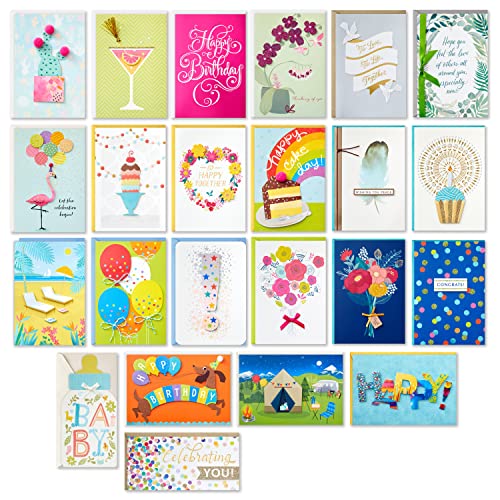 Hallmark Pack of 24 Handmade Assorted Boxed Greeting Cards, Watercolor—Birthday /Baby Showe/ Wedding/Sympathy/Thinking of You/ Thank You Cards