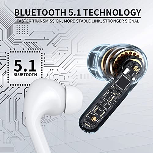 Wireless Earbuds, A30Pro TWS Bluetooth 5.1 IPX5 Water Resistance 32Hrs Playtime, Smart Touch Control, Noise Canceling with Hi-Fi Stereo Earphones for iPhone and Android (Ear Handle Touch Control)