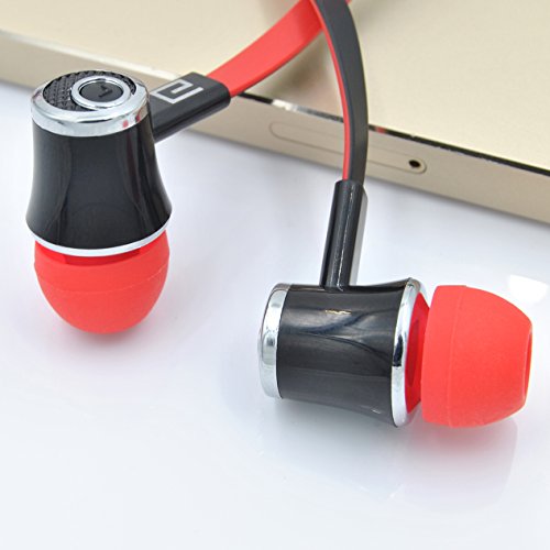 LSD in Ear Headphones Earphones Wired Earbuds 3.5mm Bass Stereo Headsets with Microphone & Remote Control Earpieces for iPhone, IPad, Android Smartphones, Mp3/mp4 Player, Laptop, Tablet, Etc. (Red)