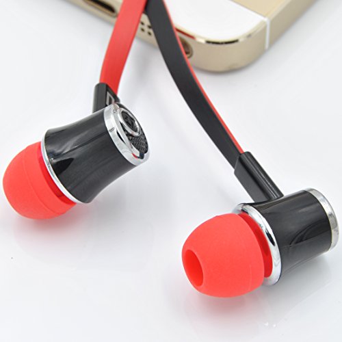 LSD in Ear Headphones Earphones Wired Earbuds 3.5mm Bass Stereo Headsets with Microphone & Remote Control Earpieces for iPhone, IPad, Android Smartphones, Mp3/mp4 Player, Laptop, Tablet, Etc. (Red)