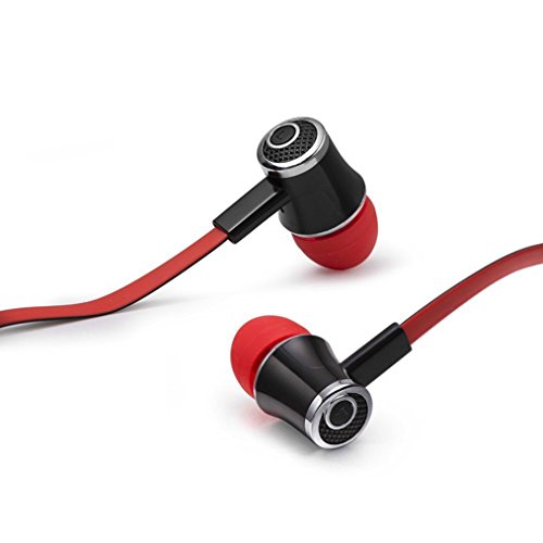 LSD in Ear Headphones Earphones Wired Earbuds 3.5mm Bass Stereo Headsets with Microphone & Remote Control Earpieces for iPhone, IPad, Android Smartphones, Mp3/mp4 Player, Laptop, Tablet, Etc. (Red)