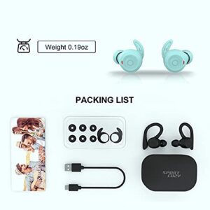 Blue Wireless Earbuds with Earhooks Bluetooth Earbuds with Ear Hook Waterproof Sport Headphones Noise Cancelling Ear Buds with Microphone Long Battery Life Earphones for Running Workout Android iOS