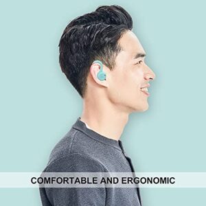 Blue Wireless Earbuds with Earhooks Bluetooth Earbuds with Ear Hook Waterproof Sport Headphones Noise Cancelling Ear Buds with Microphone Long Battery Life Earphones for Running Workout Android iOS