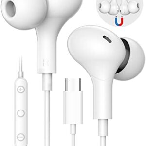 COOYA USB C Headphone Magnetic Wired Earbuds for Samsung S23 S22 Ultra S21 S20 FE A53 Note 20 10 Plus Galaxy Flip 4 Pixel 6 7 DAC HiFi Stereo in-Ear Earphone with Microphone for iPad Pro Oneplus 9 10