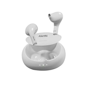 alarthi wireless earbuds,bluetooth headphones with slide wireless charging case,true wireless noise cancelling earbuds,hifi stereo earphones for running,fitness and work,frosted white