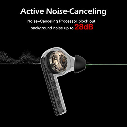 NexiGo True Wireless Earbuds Active Noise Cancelling, 4 Built-in Mics Smart AI Noice Reduction for Clear Calls, ANC Gaming Mode: 55ms Low-Latency, Bluetooth 5.1, 40H Playtime, IPX5 Waterproof