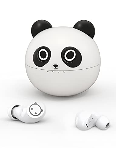 Kids Wireless Earbuds, TOGETFAC Bluetooth Earbuds, Noise Canceling Headphones with Cute Panda Comfortable Lightweight Design for Girls Women Sports 5.1 In-Ear Headphones with Mini Charging Case