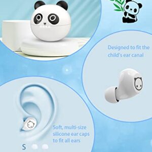 Kids Wireless Earbuds, TOGETFAC Bluetooth Earbuds, Noise Canceling Headphones with Cute Panda Comfortable Lightweight Design for Girls Women Sports 5.1 In-Ear Headphones with Mini Charging Case