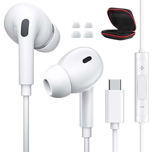 HGCXING USB C Headphone for Samsung Galaxy S21 S20 FE S22 Ultra S23 A53, Type C Headphones Wired Earphone HiFi Stereo Noise Cancelling USB C Earbuds with Microphone for Pixel 7 6 iPad Pro Oneplus 10