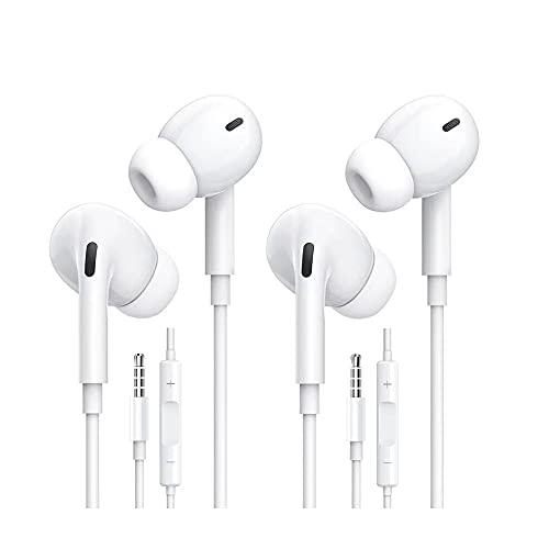 EXECCZO [2 Pack] 3.5mm in-Ear Wired Earbuds Earphones Headphones with Built-in Microphone & Volume Control Compatible with iPhone 6s plus/6/5s/5c/S10/iPad/Android & 3.5 mm Devices Plug and Play