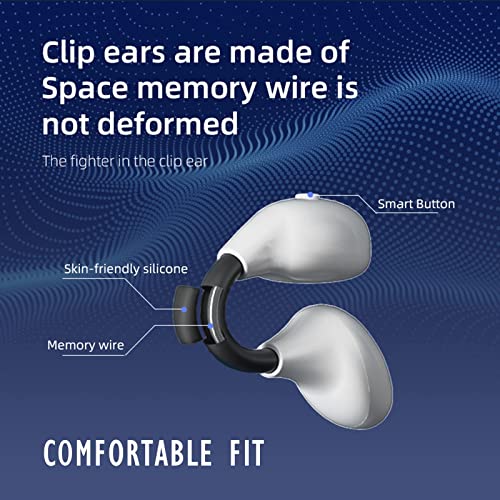 Clip On Headphones Wireless Open Ear Earbuds Bone Conduction Headphones Bone Conductor Conducting Earphones Gym Sport Running Earbuds Workout Ear Buds