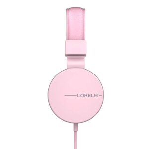 LORELEI L-01 On-Ear Kids Headphones with Microphone, Lightweight Folding Stereo Bass Headphones with 1.5M No-Tangle Cord, Portable Wired Headphones(Pink)