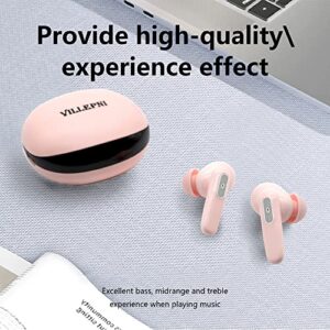 Villepni Bluetooth Wireless Earbuds, Wireless 5.1 Bluetooth Headset, Led Power Display Earphones, IP7 Waterproof Earbud Noise Reduction Microphone, Suitable for Leisure Entertainment/Work