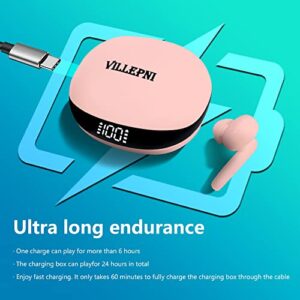 Villepni Bluetooth Wireless Earbuds, Wireless 5.1 Bluetooth Headset, Led Power Display Earphones, IP7 Waterproof Earbud Noise Reduction Microphone, Suitable for Leisure Entertainment/Work