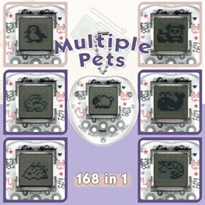 5 Pieces Virtual Pets Keychain for Kids Electronic Digital Pets Keychain 168 Pets Retro Handheld Game Machine for Halloween Christmas Random Color (Clear Heart Shape)