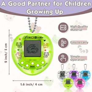 5 Pieces Virtual Pets Keychain for Kids Electronic Digital Pets Keychain 168 Pets Retro Handheld Game Machine for Halloween Christmas Random Color (Clear Heart Shape)