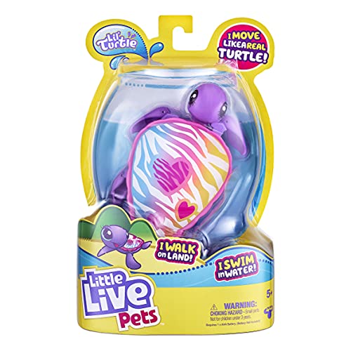 Little Live Pets 26348 Lil, S9 Single Pack-Styles Vary, Interactive, Animated Electronic Turtle, Walking & Swimming Movement, collectable pet Character Toy