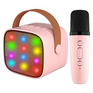 yll kids karaoke machine, portable bluetooth speaker with wireless microphone for adults, karaoke toys gifts for girls ages 4, 5, 6, 7, 8, 9, 10, 12 +year old birthday party (pink)