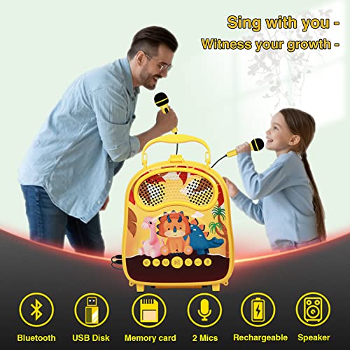 Kids Karaoke Machine for Boys Girls with 2 Microphone Singing Karaoke Machine Bluetooth Portable Speaker for Toddler with Voice Changer Kids Christmas Holiday Birthday Gifts