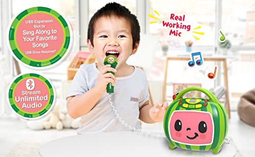 eKids Cocomelon Karaoke Machine with Built-in Cocomelon Songs and Microphone for Kids