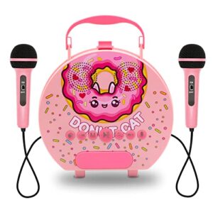 kids karaoke machine for girls boys with 2 microphones toddler singing toys children karaoke singing machine bluetooth voice changing recording speaker for party birthday