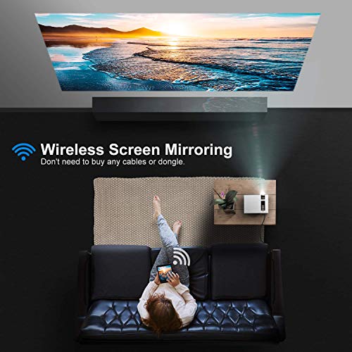 YABER Y61 WiFi Mini Projector 5500L Full HD 1080P and 200" Supported, Portable Wireless Mirroring Projector for iOS/Android/TV Stick/PS4/PC Home & Outdoor