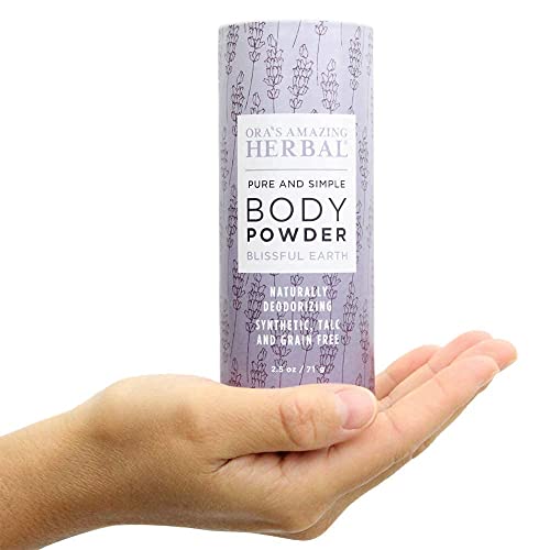 Body Powder, Talc Free Powder for Women, Talcum Powder, Blissful Earth Scent, Essential Oils Lavender, Vetiver and Clary Sage, Cornstarch Free, Bath Powder, Ora’s Amazing Herbal