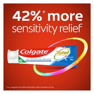 Colgate Total Whitening Toothpaste with Stannous Fluoride and Zinc, Sensitivity Relief and Cavity Protection Mint, 4.8 Oz (Pack of 2)