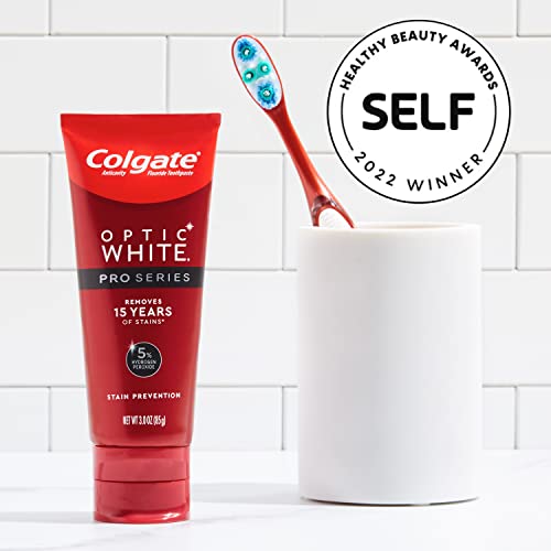 Colgate Optic White Pro Series Whitening Toothpaste with 5% Hydrogen Peroxide, Stain Prevention, 3 oz Tube, 2 Pack