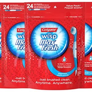 Colgate Max Fresh Wisp Disposable Mini Travel Toothbrushes, Peppermint, 24 Count (Pack of 4)