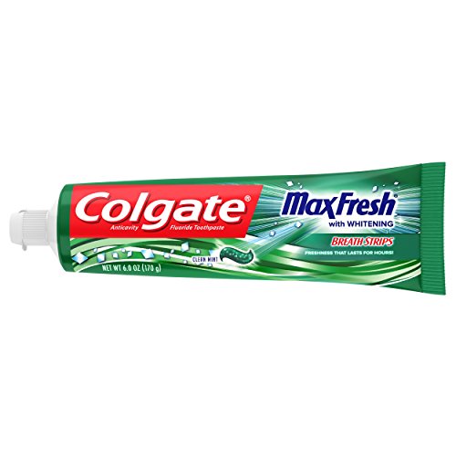 Colgate Max Fresh Whitening Toothpaste with Breath Strips, Clean Mint, 6 Ounce Tube, 4 Pack