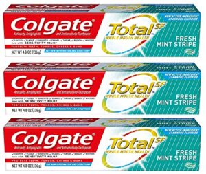 colgate total toothpaste, fresh mint stripe gel, 4.8 oz (pack of 3)