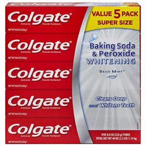 colgate baking soda and peroxide whitening toothpaste, 5 pk./8 oz.