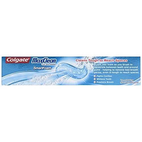 Colgate Max Clean Whitening Foaming Toothpaste with Fluoride, Effervescent Mint, 6 Ounce, 4 Pack