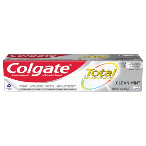 Colgate Total Clean Mint Toothpaste, 10 Benefits, No Trade-Offs, Sensitivity and Whitening Toothpaste, 4.8 oz Tube