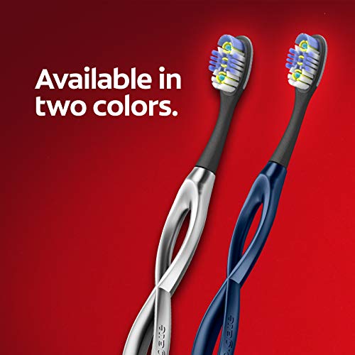 Colgate Keep Soft Manual Toothbrush for Adults with 2 Deep Clean Floss-Tip Brush Heads, Navy