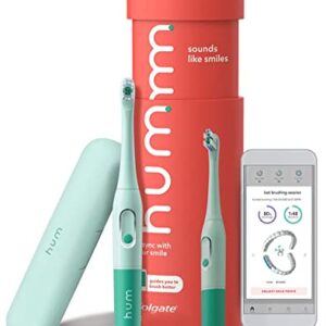 hum by Colgate Smart Battery Toothbrush Kit, Sonic Toothbrush with Travel Case (Teal)