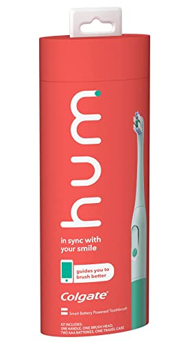 hum by Colgate Smart Battery Toothbrush Kit, Sonic Toothbrush with Travel Case (Teal)