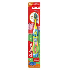 Colgate Peppa Pig Kids Manual Toothbrush with Suction Cup for Little Children Ages 2+, Extra Soft - Pack of 6 (color may vary)