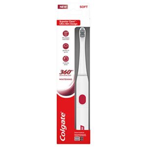 colgate, 360 advanced sonic battery power toothbrush soft, whitening, 1 count