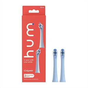 colgate hum connected smart battery toothbrush refill head, blue, 2 pack