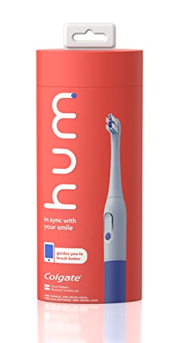 hum by Colgate Smart Battery Toothbrush Kit, Sonic Toothbrush with Travel Case (Blue)